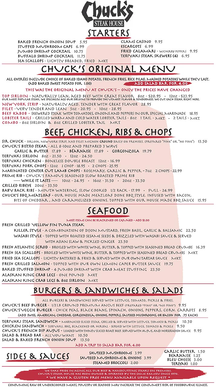 Menu - Chuck's Steak House